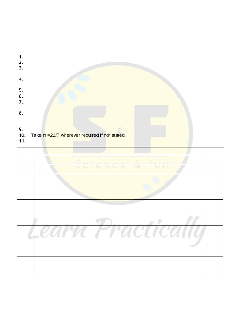 Maths Mock -1 | PDF | Circle | Sphere