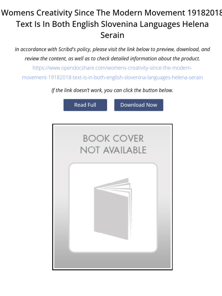 Womens Creativity Since The Modern Movement 19182018 Text Is In Both ...