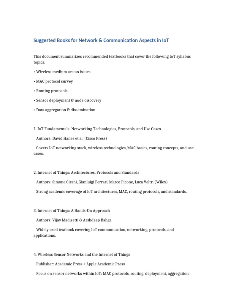 Essential IoT Networking Textbooks | PDF