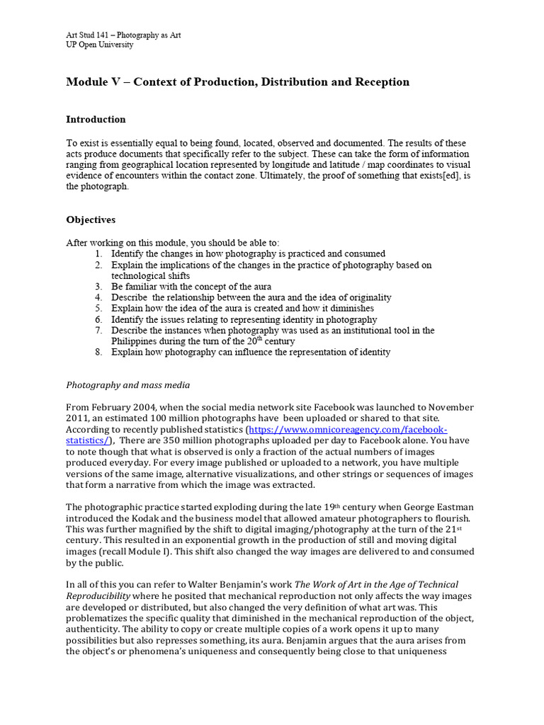 Module v-Context of Production Distribution and Reception | PDF | Image ...