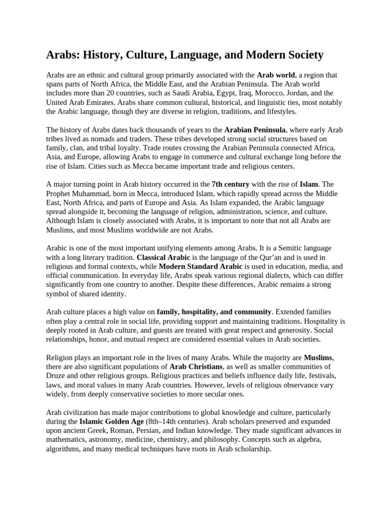 Understanding Arab History and Culture | PDF | Arabs | Arabian Peninsula