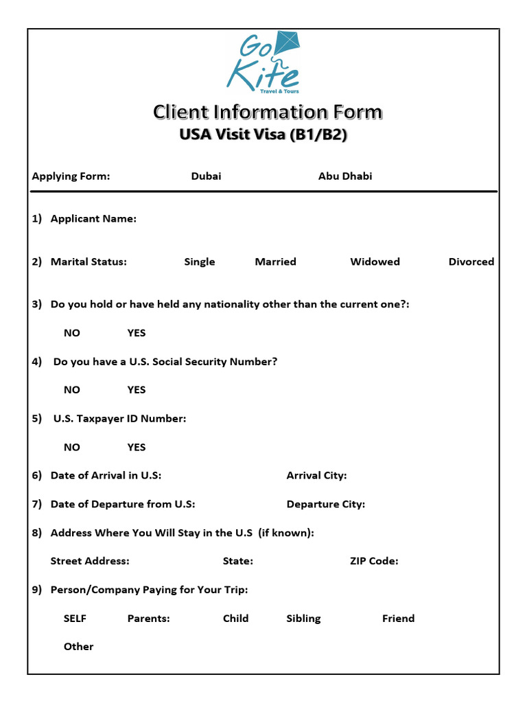 Client Info Form USA B1-B2 | PDF | Social Institutions