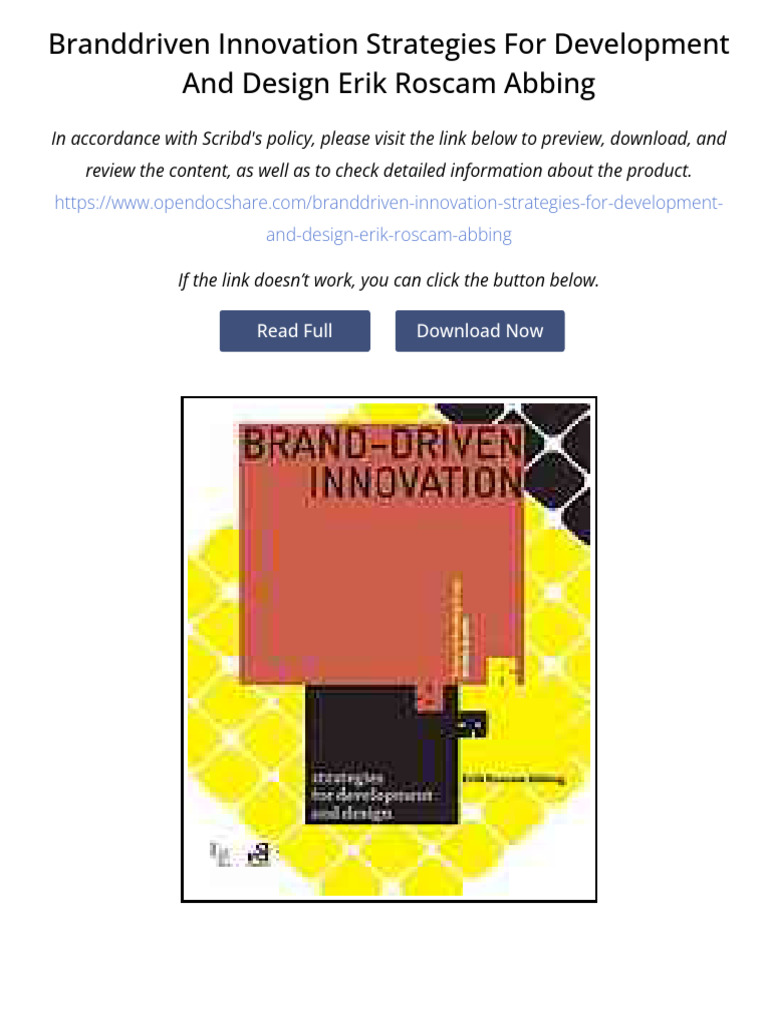 Branddriven Innovation Strategies For Development And Design Erik ...
