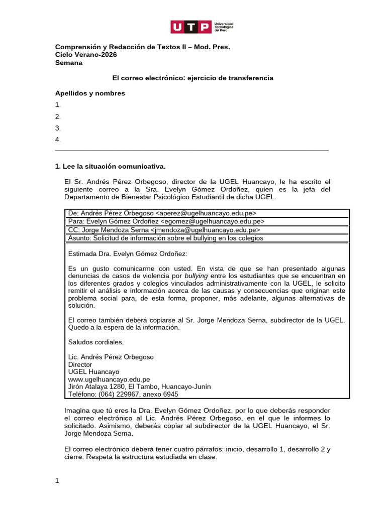 S01- El correo electrónico_ejercicio transferencia_formato-CRT2-PRES-Ciclo Verano 2026 | PDF