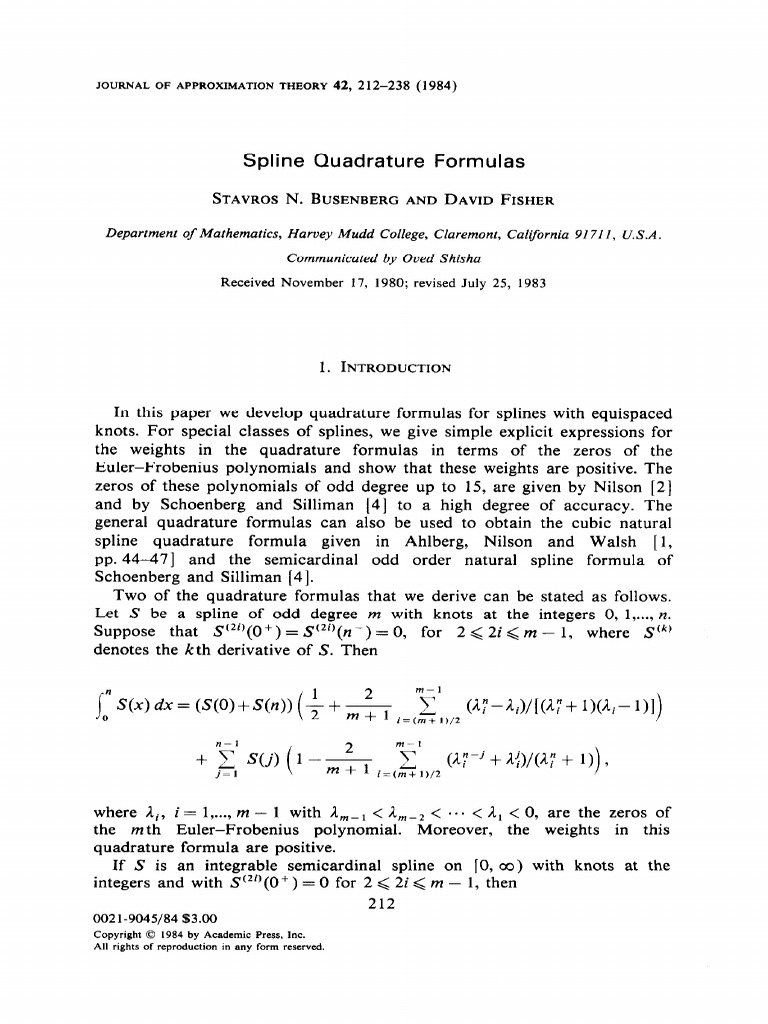 Spline Quadrature Formulas Explained | PDF | Eigenvalues And ...