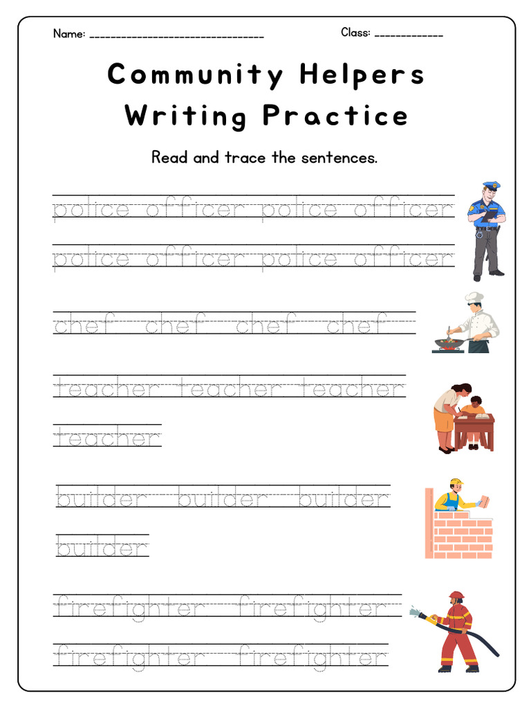 Community Helpers Writing Practice | PDF