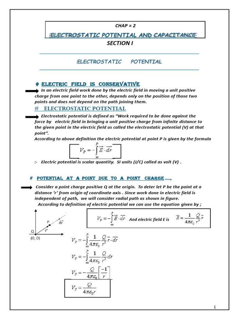 Electrostatic Potential and Capacitance | PDF | Dielectric | Chemical ...