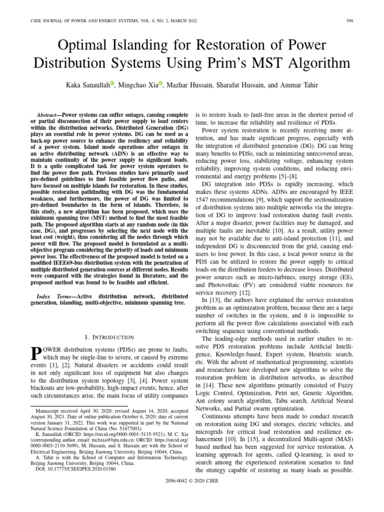 Optimal Islanding for Power Restoration | PDF | Graph Theory ...