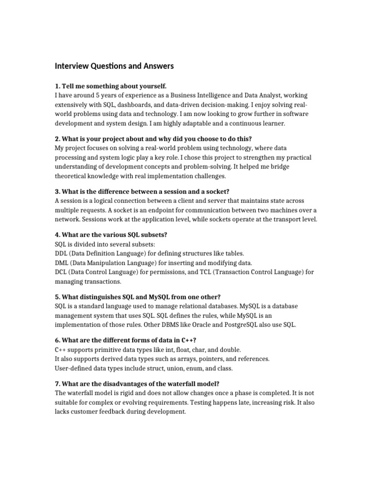 Interview Questions and Answers | PDF | Pointer (Computer Programming ...
