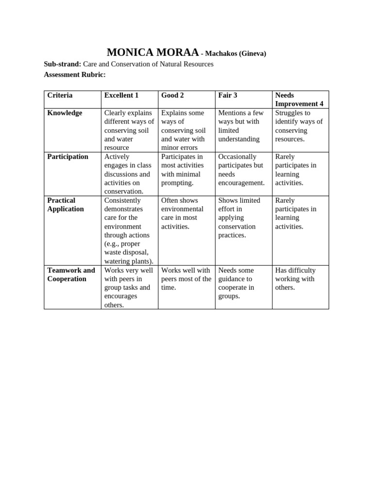 Monica Moraa- Rubrics Sheet | PDF