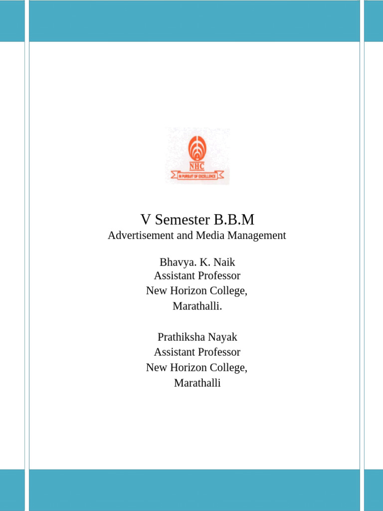 Advertisement and Media Management Notes | PDF | Advertising | Marketing