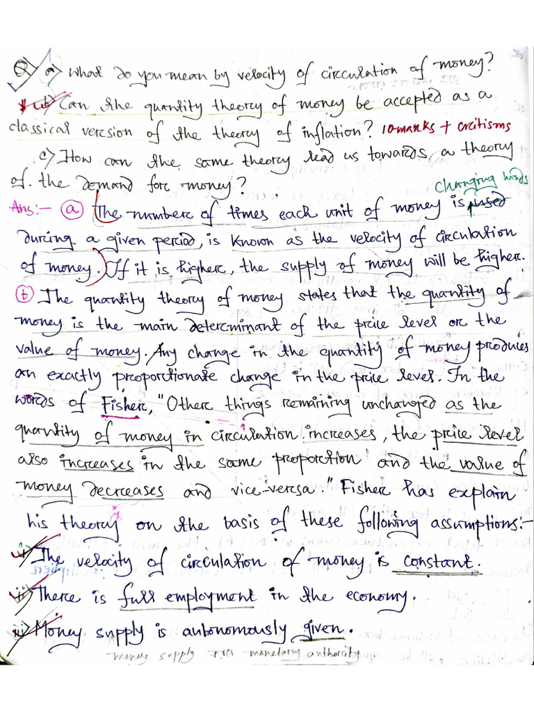 Velocity of Circulation of Money | PDF