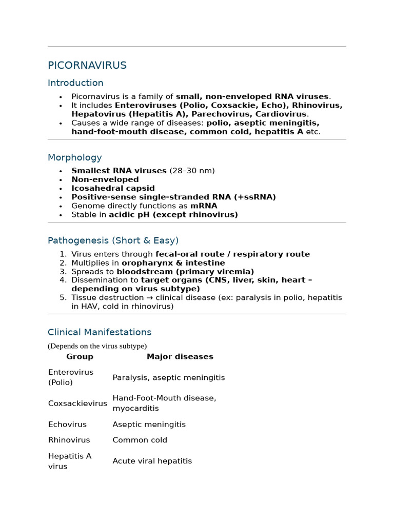 Picorna Virus | PDF | Virus | Microbiology