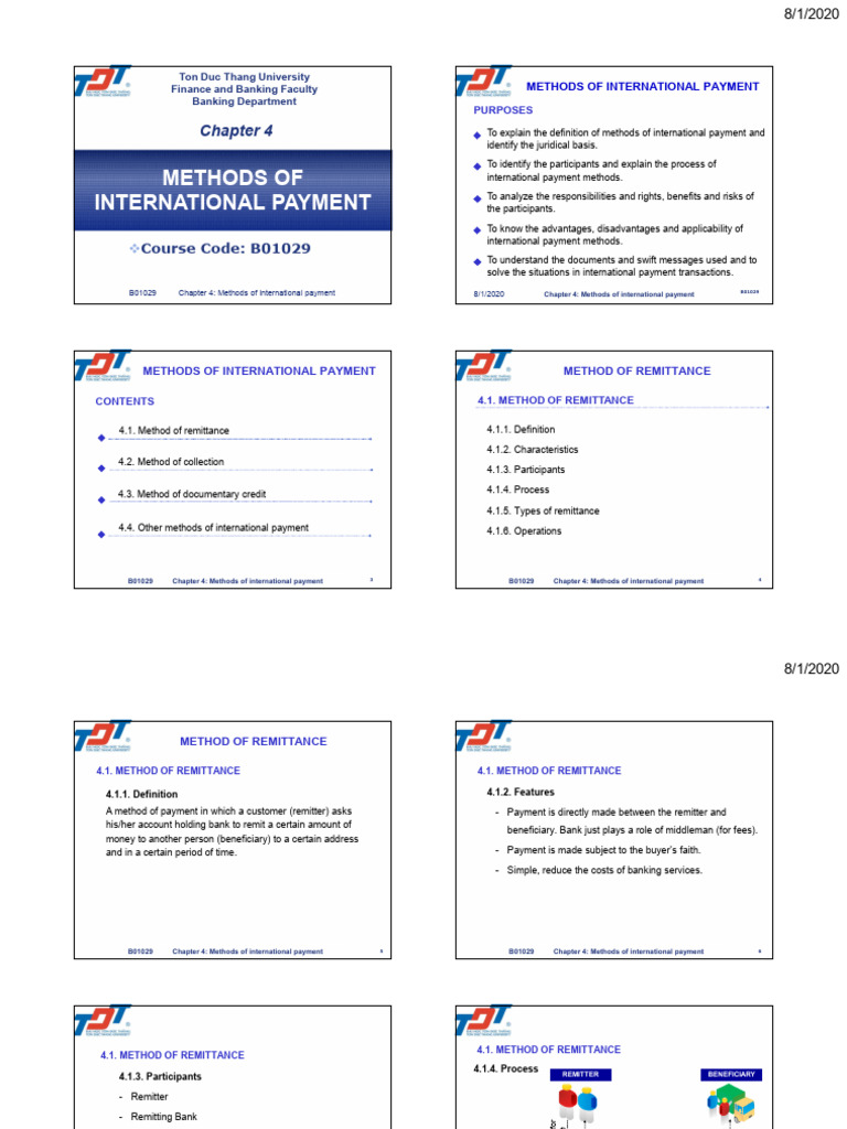 International Payment Methods Explained | PDF | Letter Of Credit | Banks