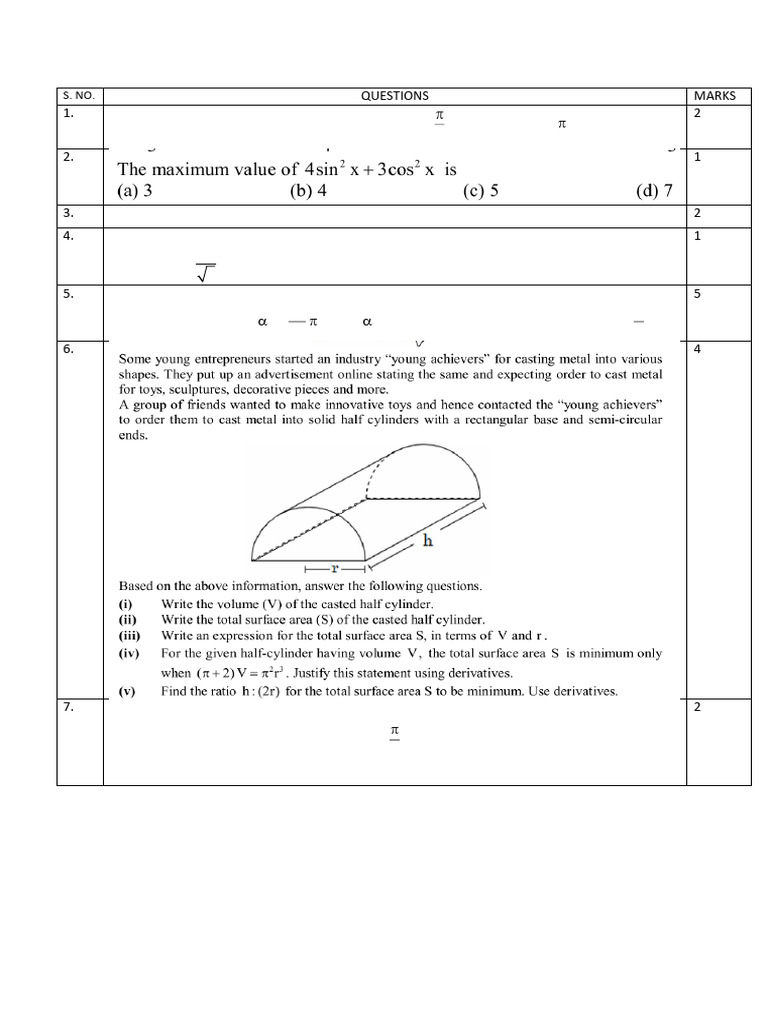 Maximum Volume and Area Problems | PDF