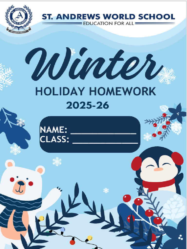 Ukg Winter Holiday Homework 2025-26 | PDF