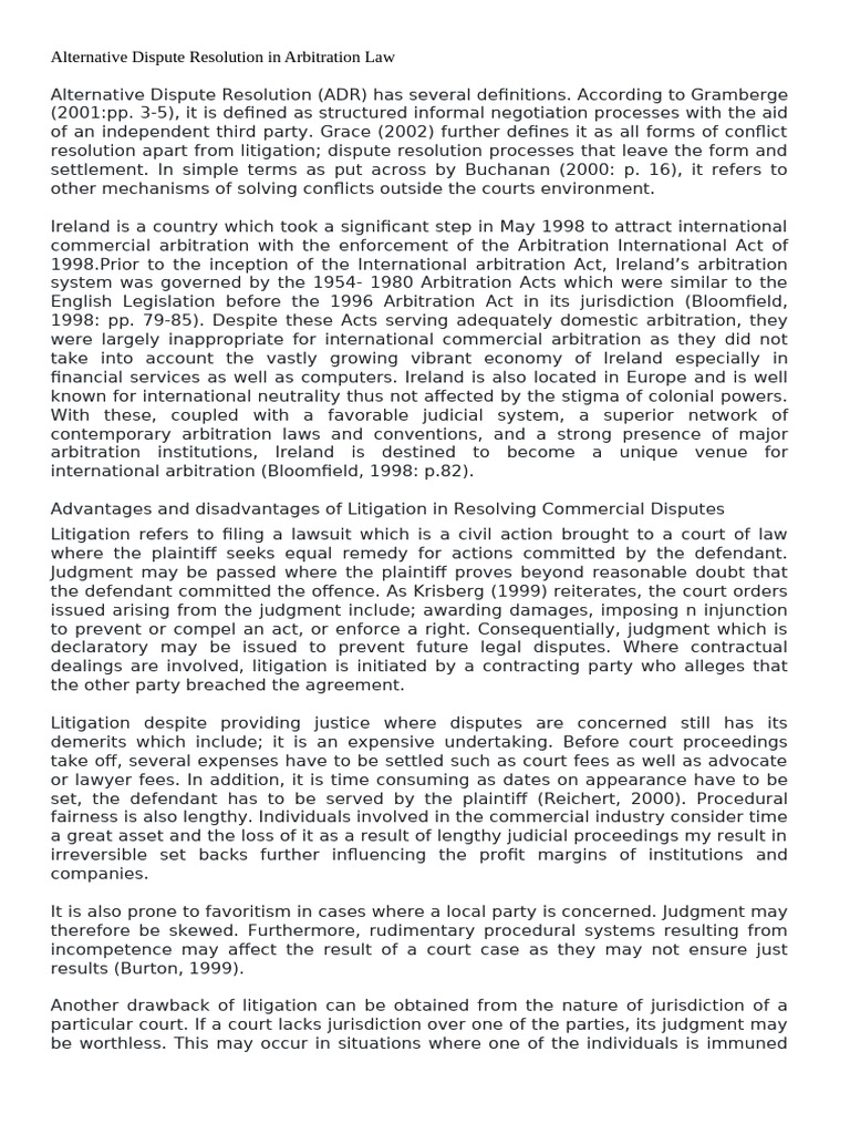 Alternative Dispute Resolution in Arbitration Law | PDF | Mediation ...
