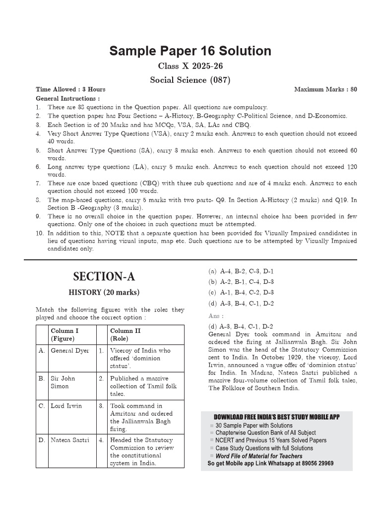 Nodia Class 10 Social Science Solution Paper 16 | PDF | Water | Irrigation