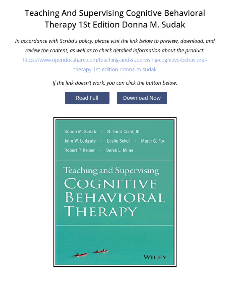 Teaching and supervising cognitive behavioral therapy 1st Edition Donna ...