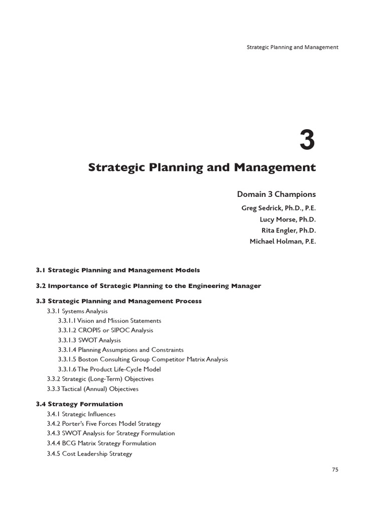 Strategic Planning for Engineering Managers | PDF | Strategic ...