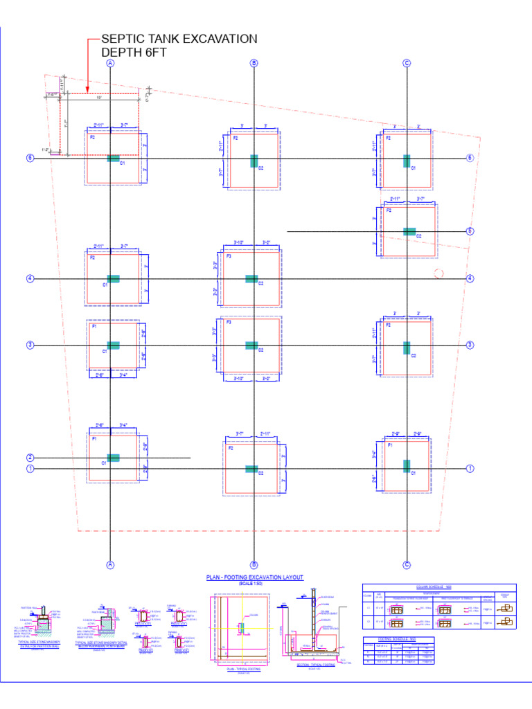 Footing Excavation and Column Plans | PDF | Structural Engineering ...