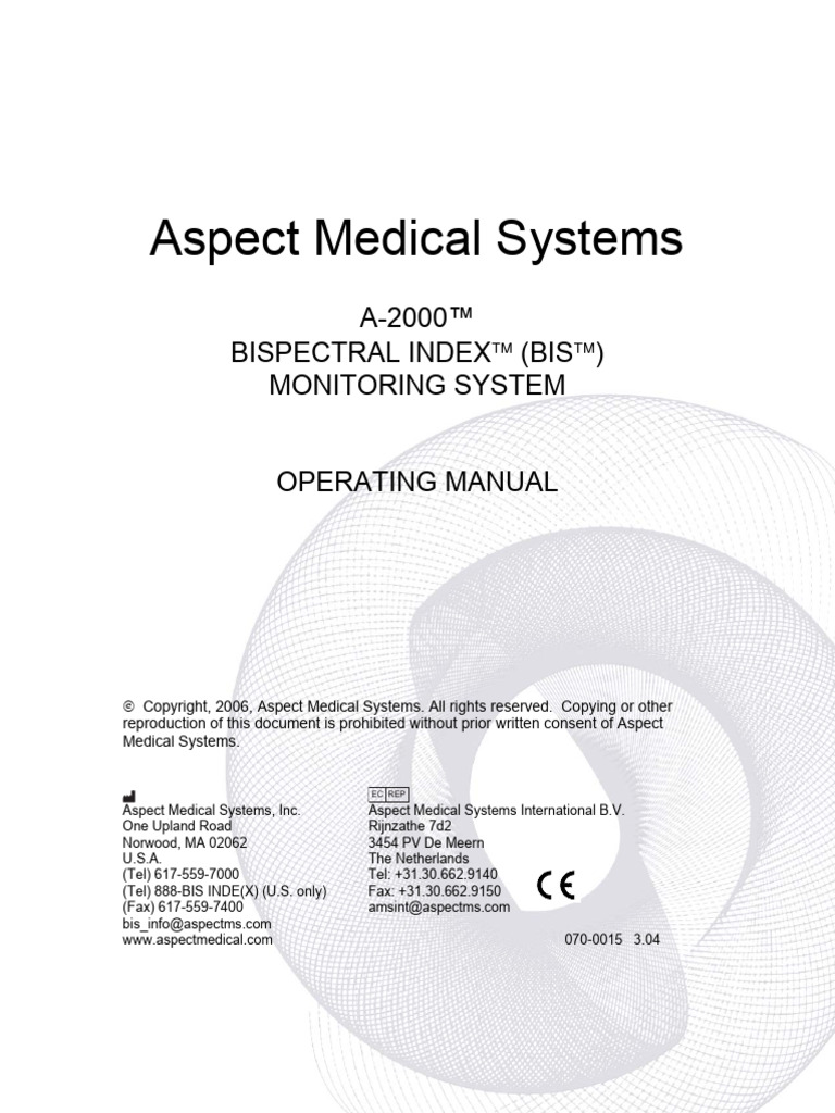 Aspect a-2000 Bispectral Index | PDF | Electricity | Electrical Engineering