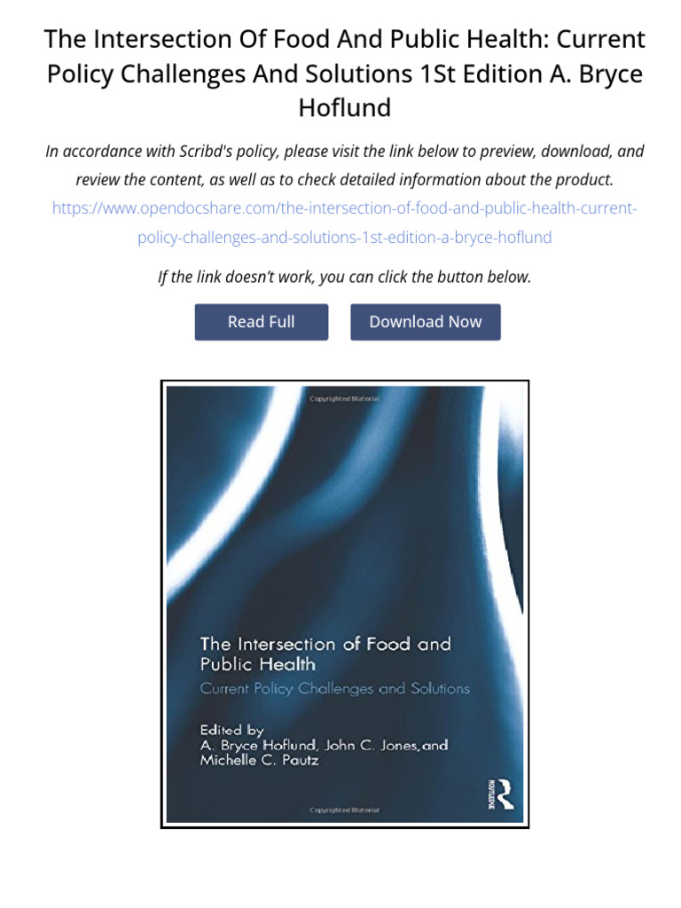 The Intersection of Food and Public Health: Current Policy Challenges ...