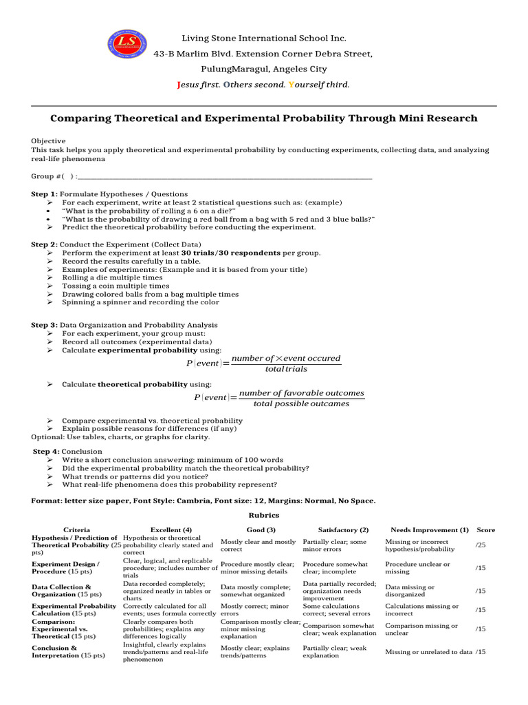 Probability Research Project Guidelines | PDF | Experiment | Probability