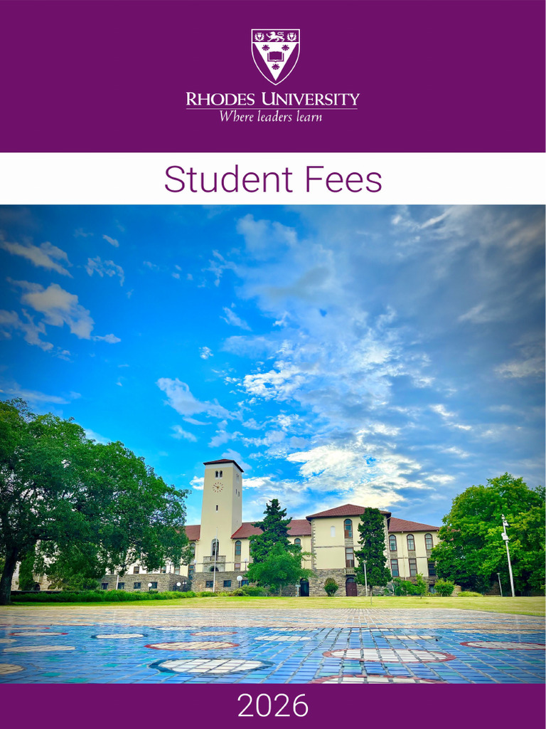 Rhodes University 2026 Fees Guide | PDF | Fee | Bachelor's Degree