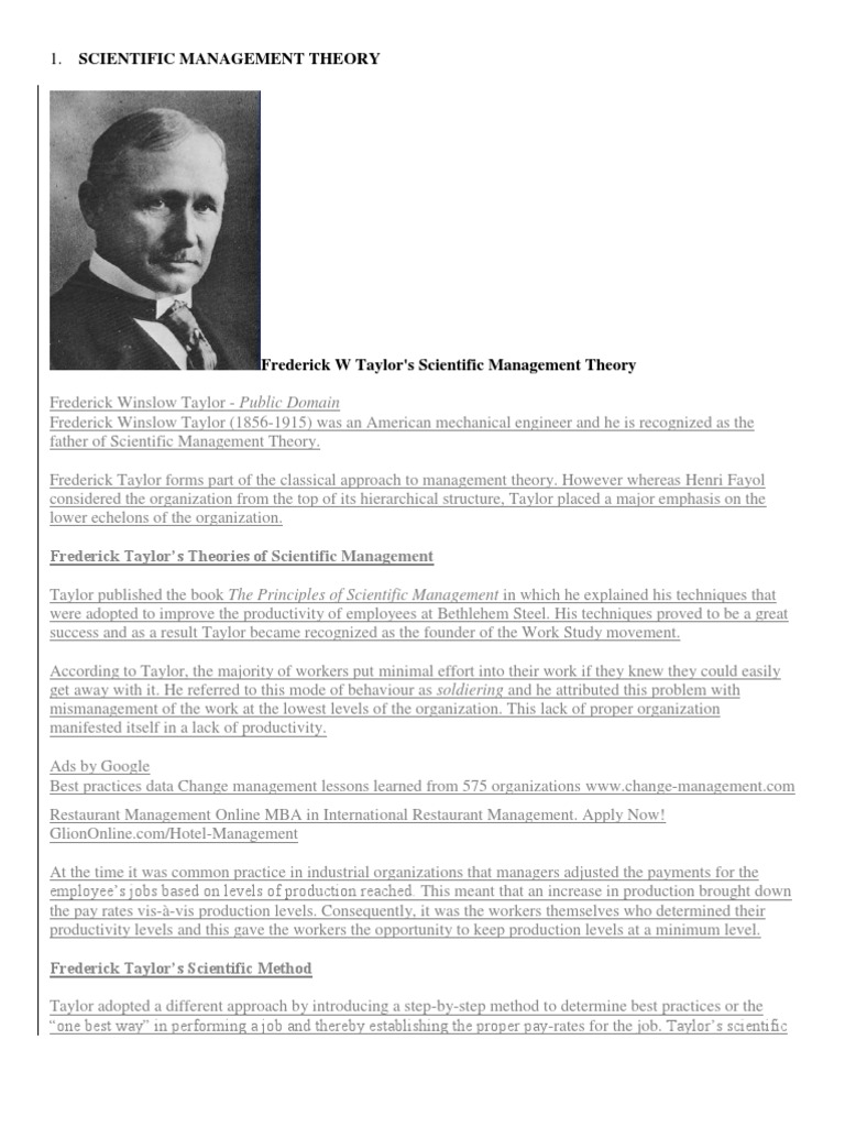 Frederick Taylor's Scientific Management | PDF | Goal | Motivation