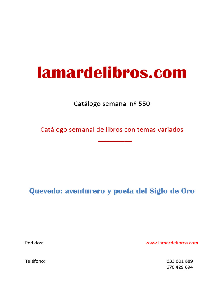 Catálogo Semanal de Libros 550 | PDF