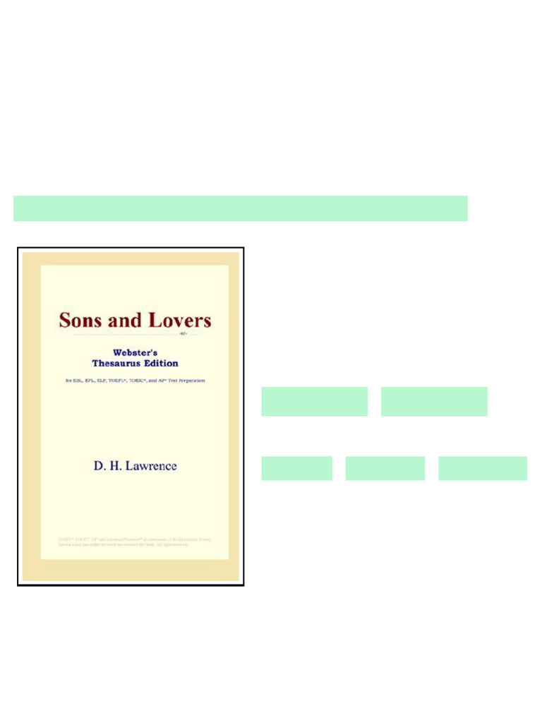 (Ebook) Sons and Lovers (Webster's Thesaurus Edition) by D. H. Lawrence ...
