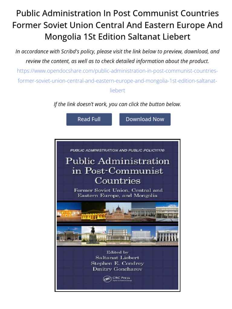 Public Administration in Post Communist Countries Former Soviet Union ...