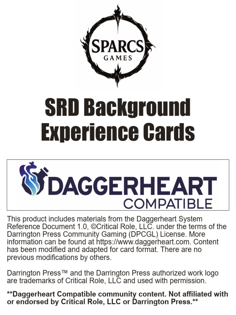 Print-N-Play File DH Experience Cards-Background Final | PDF