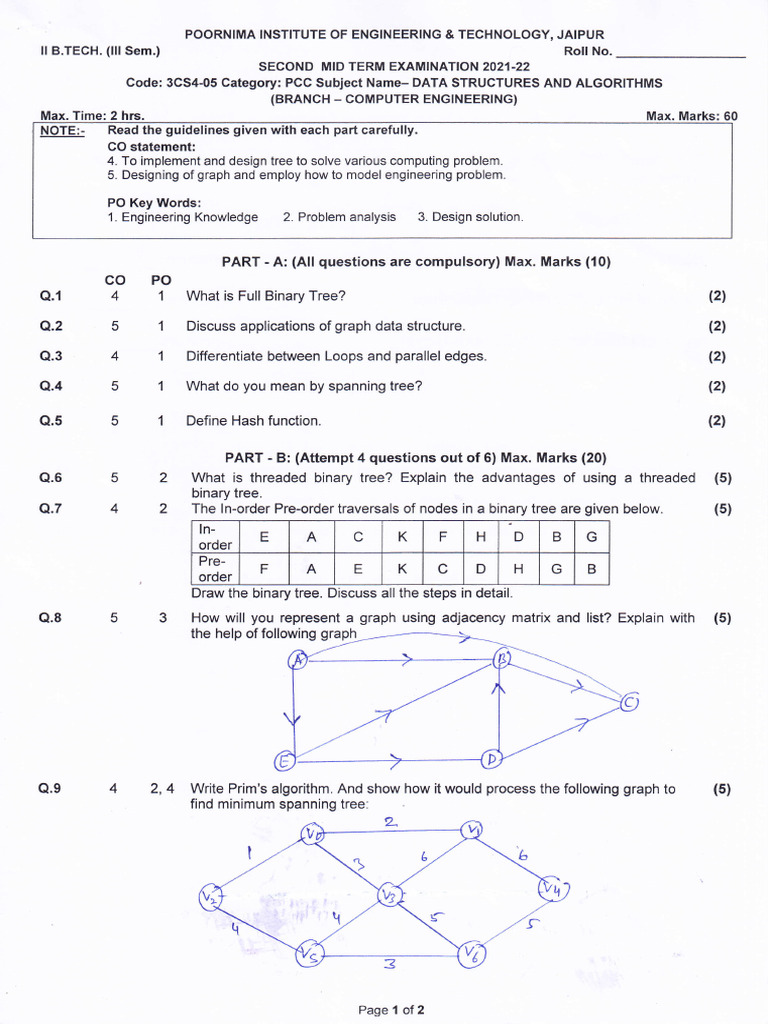Data Structures & Algorithms Exam 2021-22 | PDF | Combinatorics ...