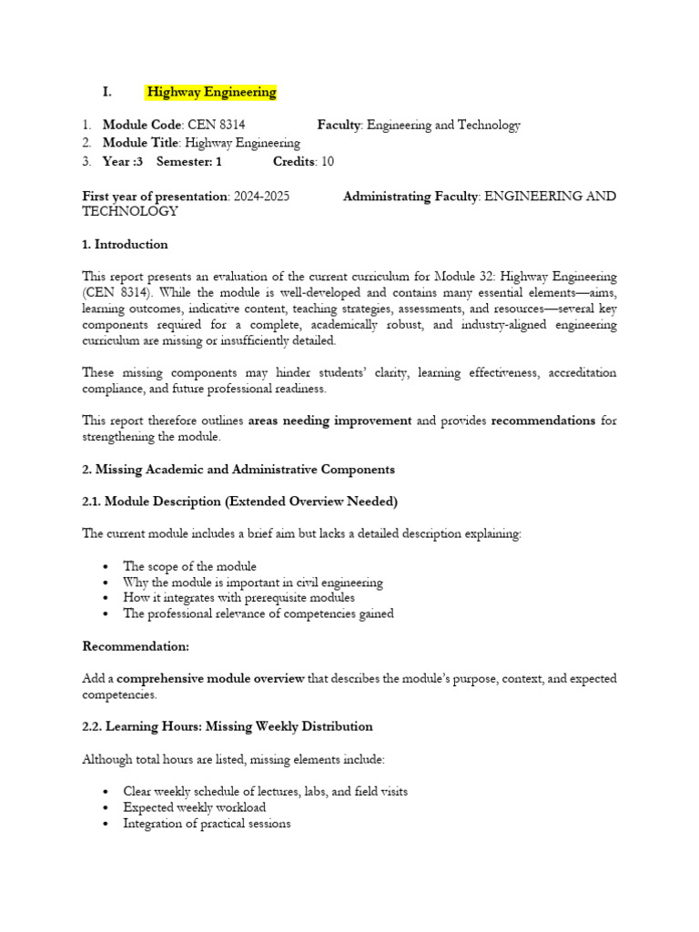 Module revision report for INES | PDF | Road | Road Surface