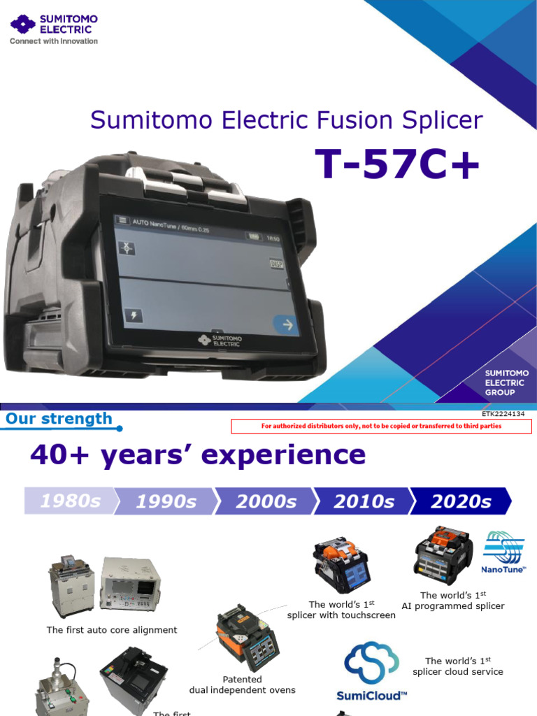 Sumitomo Electric Fusion Splicer T-57C+ ETK2224134 | PDF | Optical ...