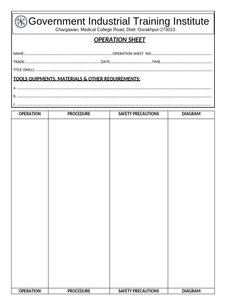 Operation Sheet | PDF