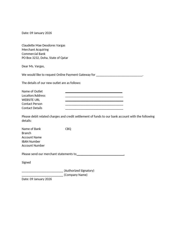 Online Payment Gateway Request Form | PDF