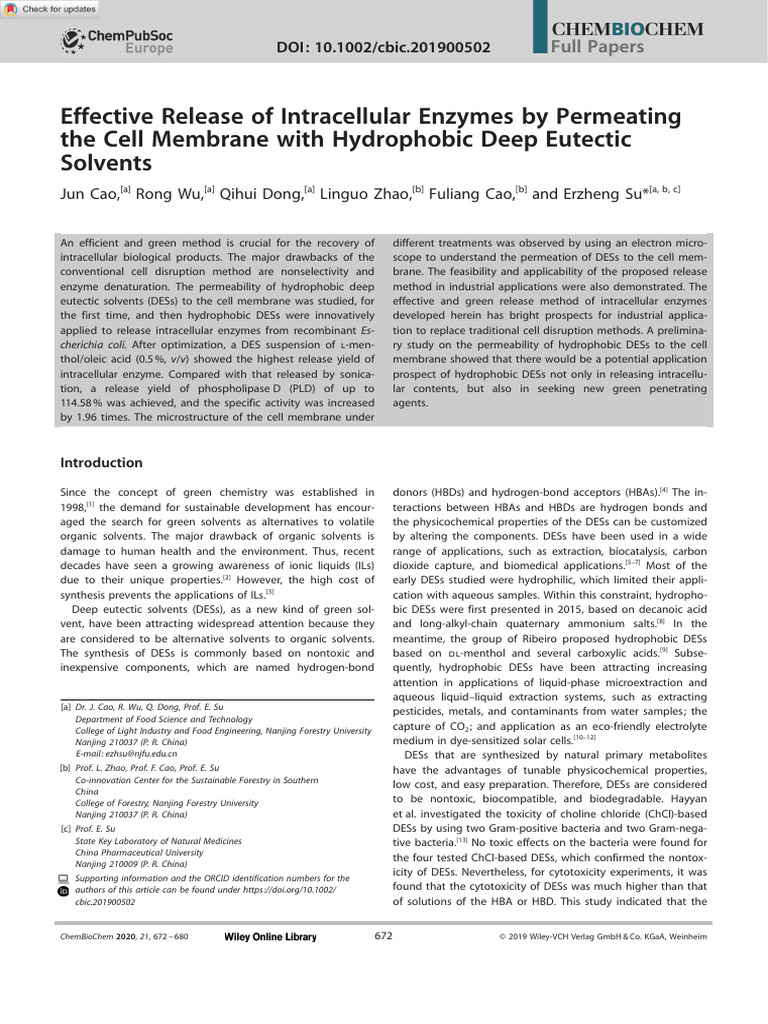 Cell Wall Permeability of DES | PDF | Cell Membrane | Lipid Bilayer
