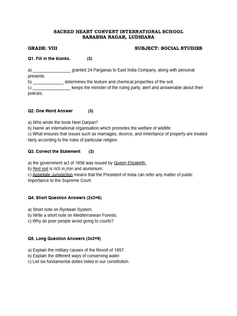 Grade-8 Social Studies Reinforcement Sheet PT-1 | PDF