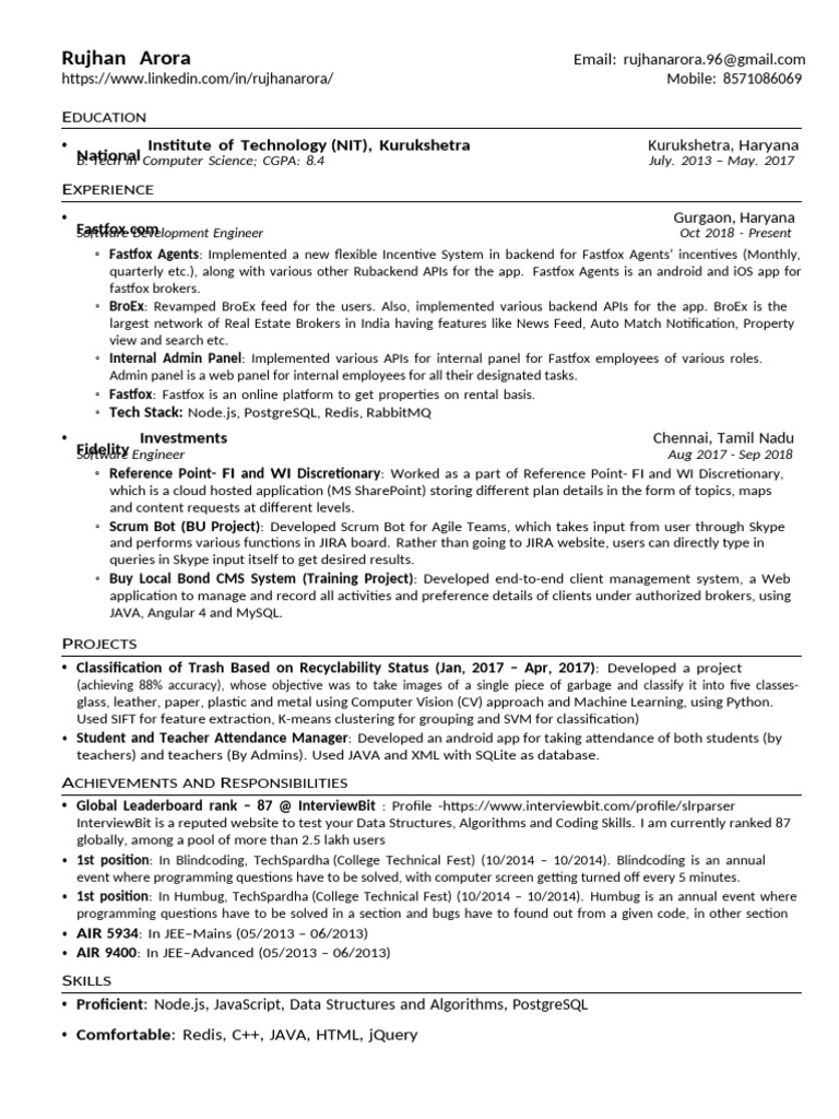 Latest Resume Template | PDF | Mobile App | Computing