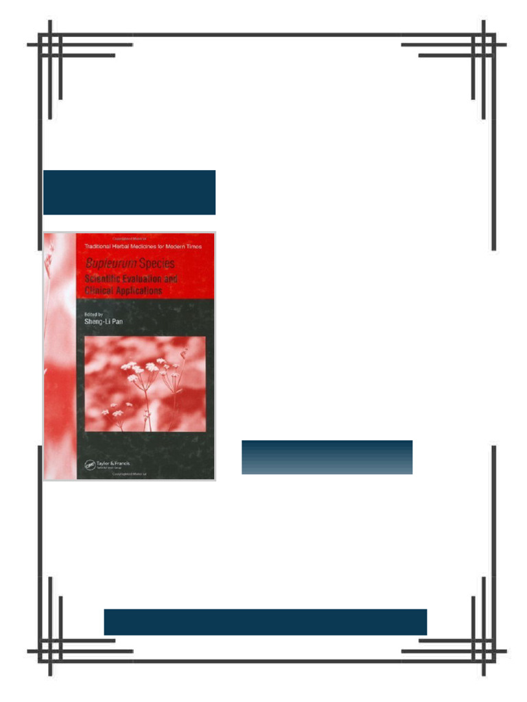 Bupleurum Species Scientific Evaluation and Clinical Applications 1st ...
