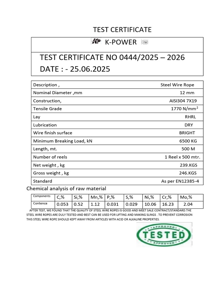 Tc s s Wire Rope 12 Mm | PDF