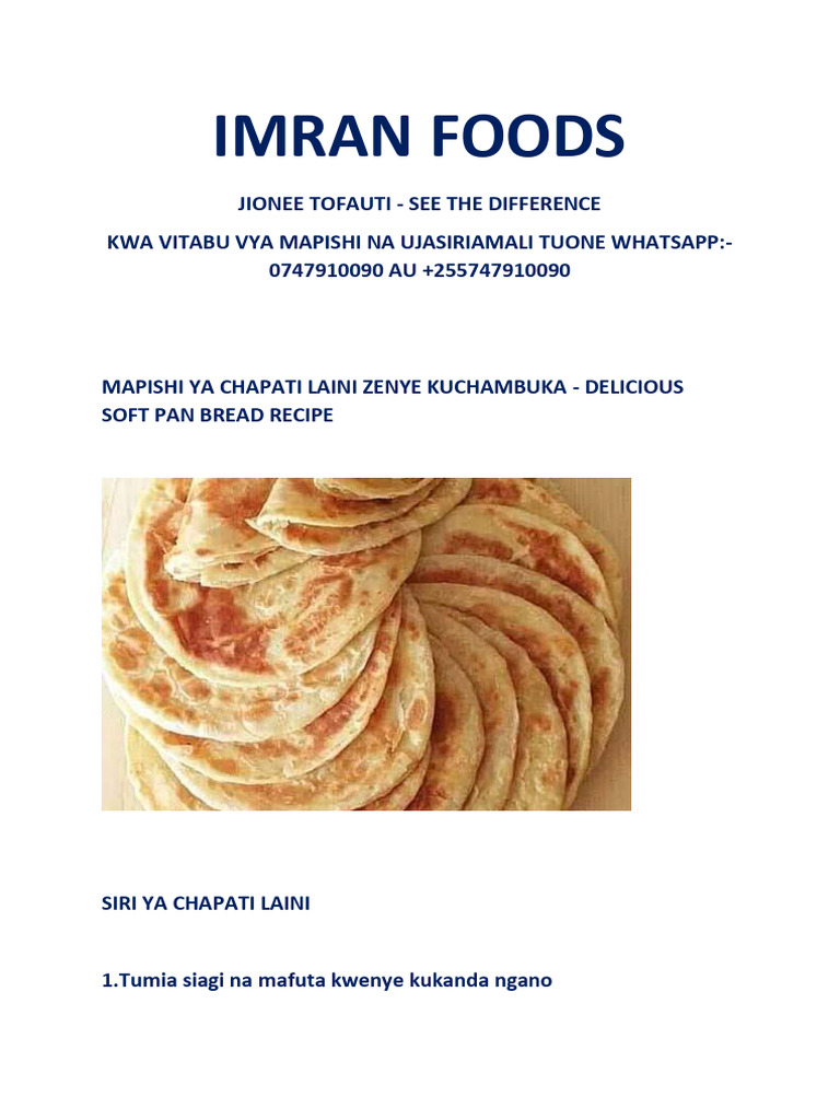 Mapishi Ya Chapati Tamu Laini - Delicious Soft Pan Bread Recipe | PDF ...