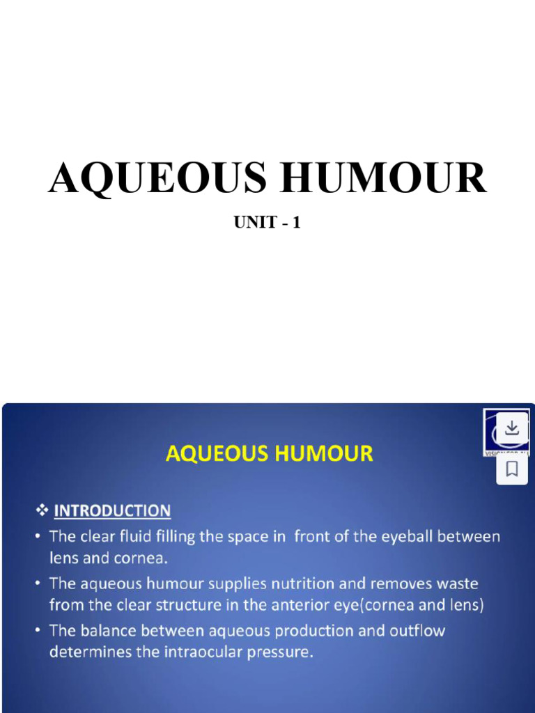 Aqueous Humour | PDF