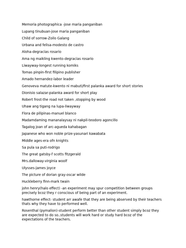 Notable Literary Works and Authors | PDF
