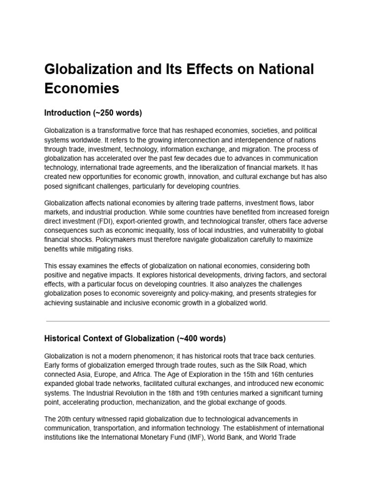 Globalization and Its Effects on National Economies | PDF ...