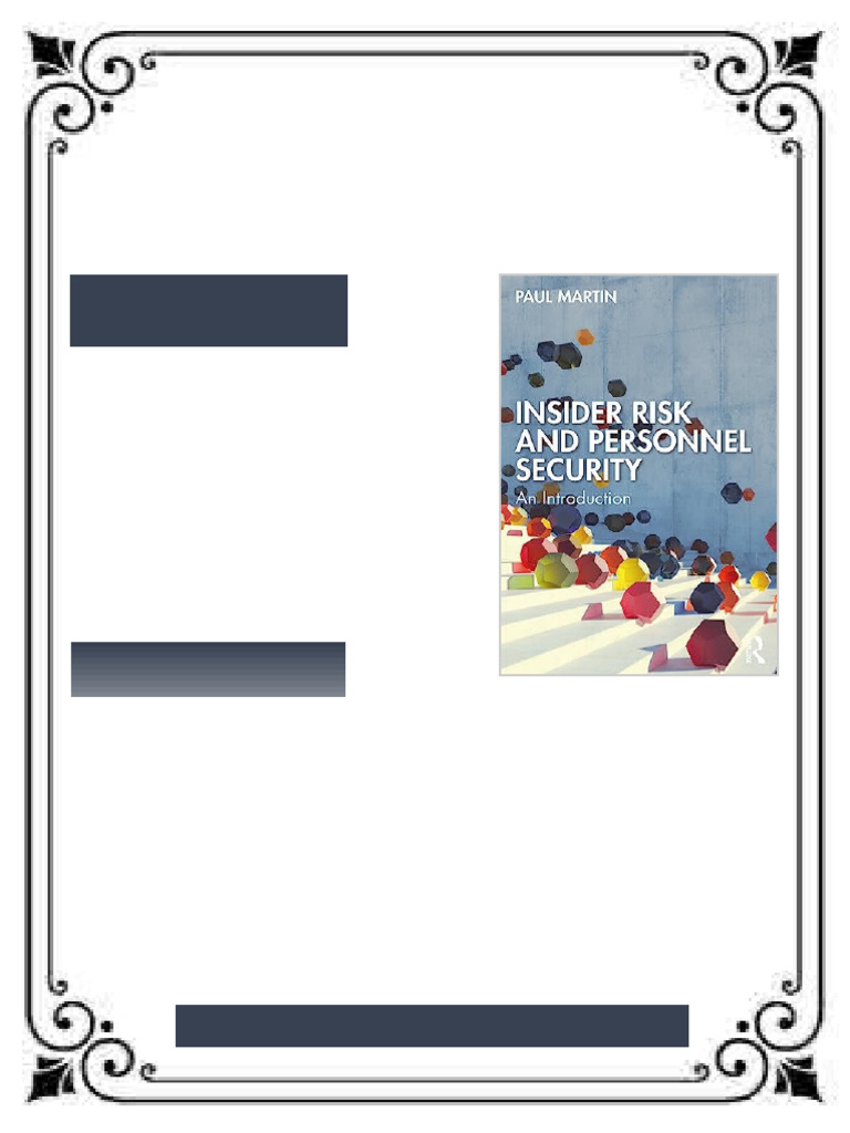 Insider Risk and Personnel Security An introduction 1st Edition Martin eBook chapter-by-chapter ...