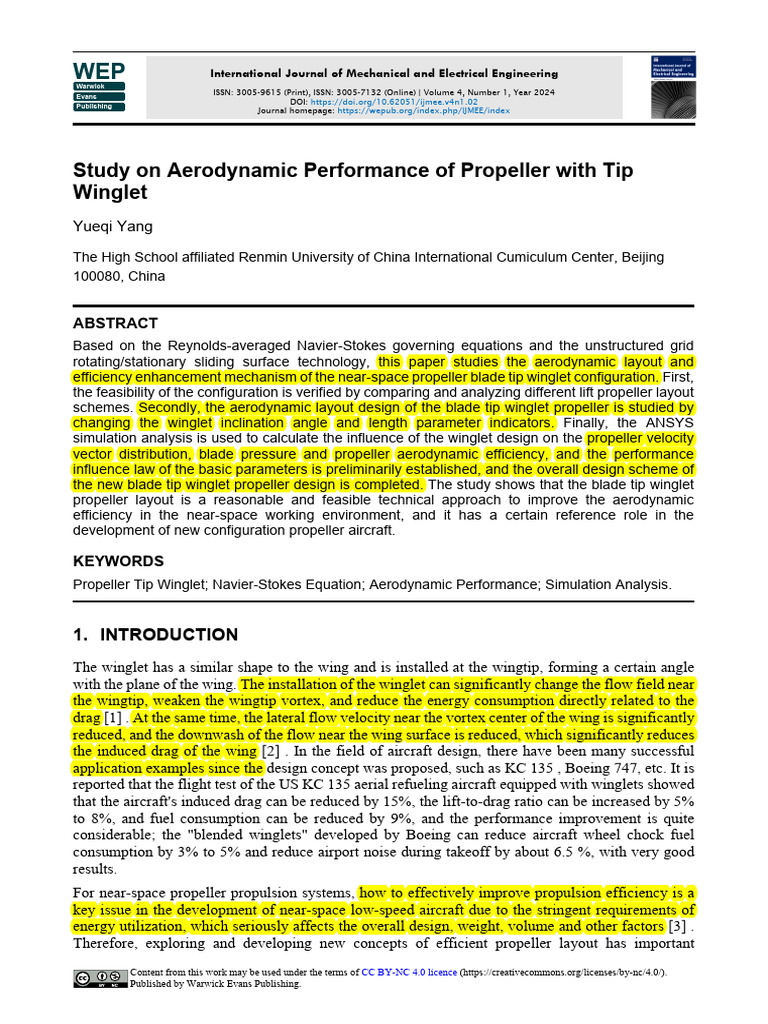 Study on Aerodynamic Performance of Propeller With Tip | PDF ...